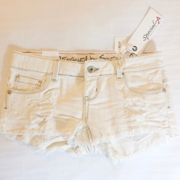 Shorts | Distressed White Denim Cutoff Shorts By Special A | Poshmark